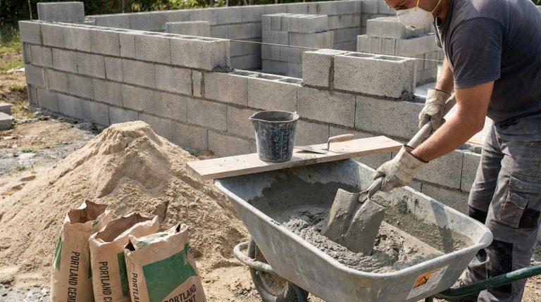 Dosage mortier parpaing : Proportions ciment/sable pour un mur solide